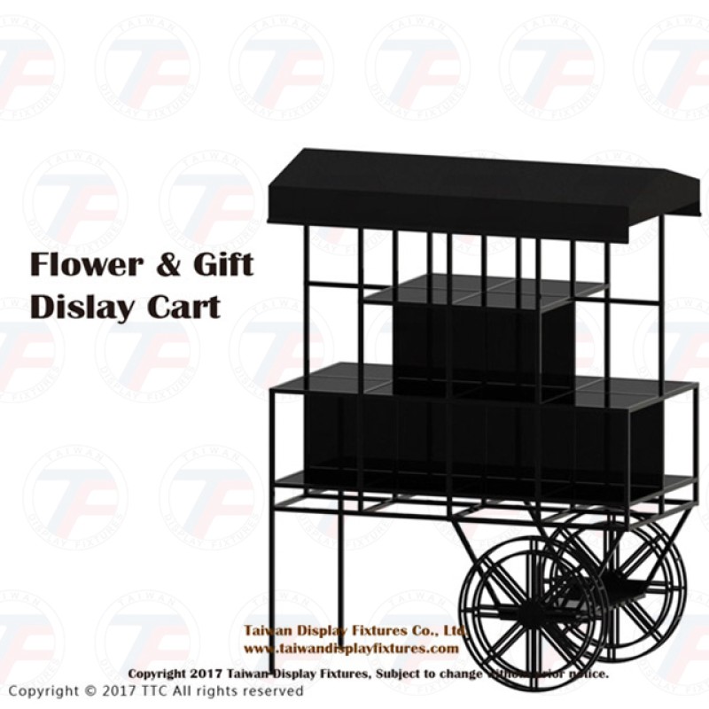 MC-08 Three-Layer Rolling Display Cart｜Equipped with Glass Shelves